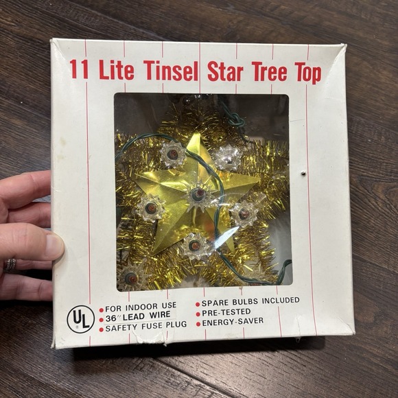 Holiday | Vintage Star Tree Topper In Box Made In Taiwan Gold 11 Mini ...